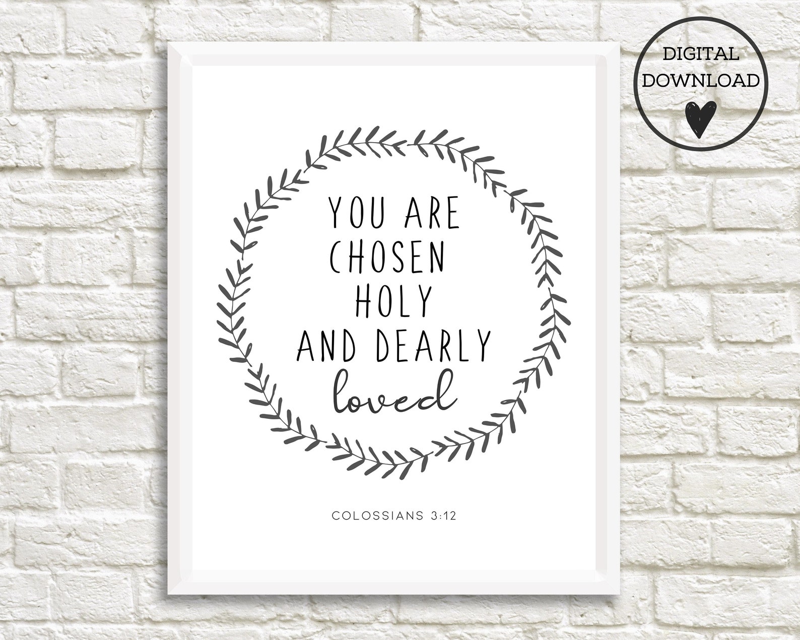You Are Chosen Holy and Dearly Loved Wall Art Bible Verse - Etsy