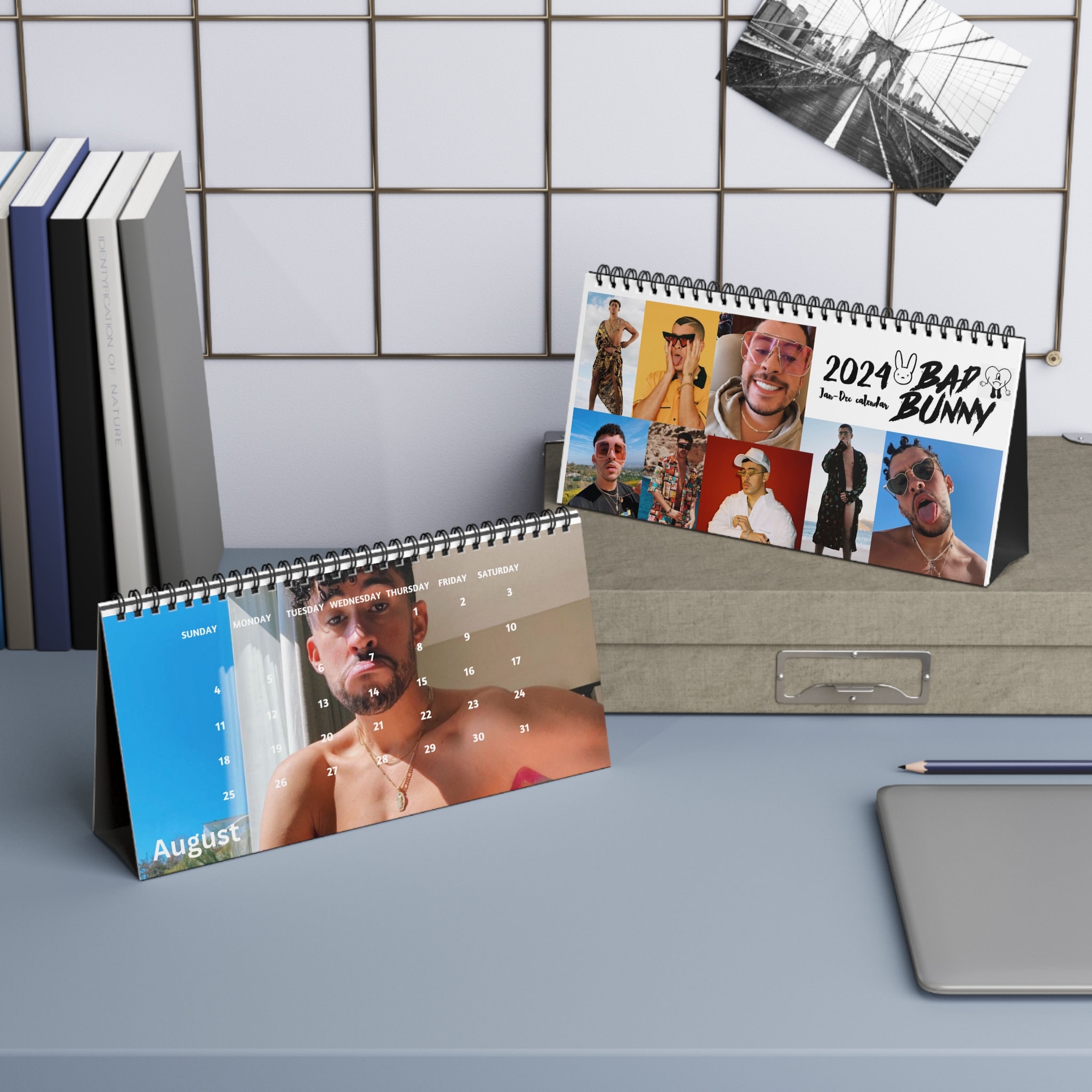 2024 Bad Bunny Benito Calendar Desk Bad Bunny Lovers Conejo Malo sold ...