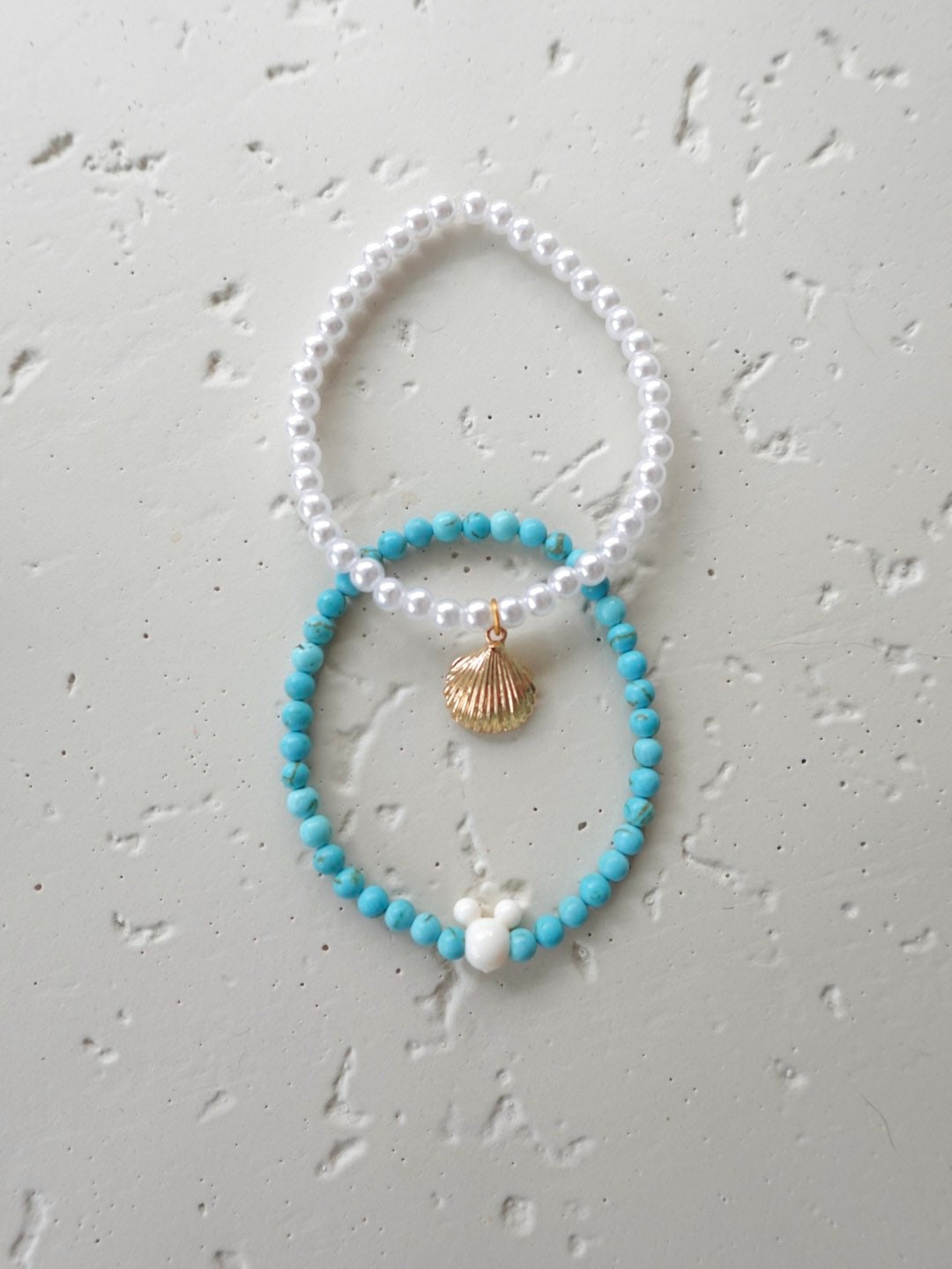 Ariel Mermaid Inspired Sea Shell Bracelets in Pearl and Turquoise ...