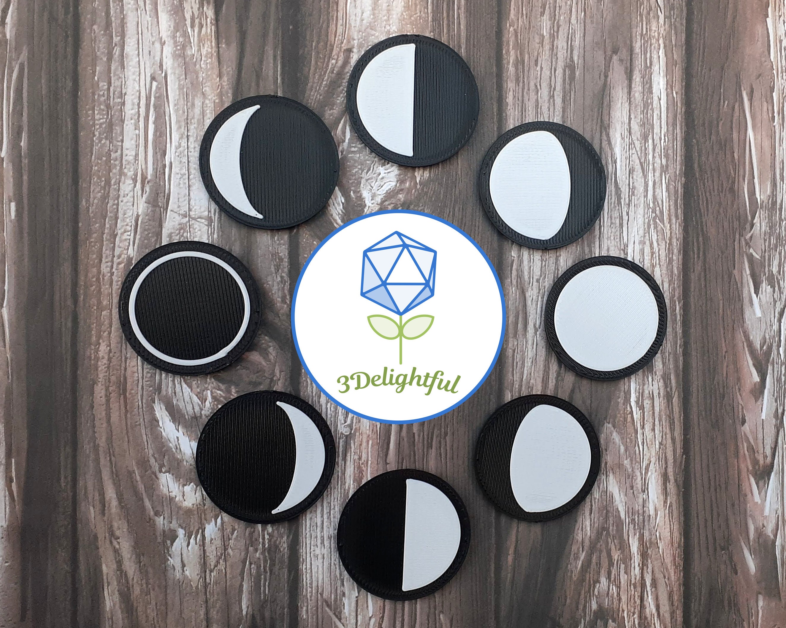 Lunar Cycle Magnets, Set of 8, Full Moon - New Moon, Shrine Decor ...