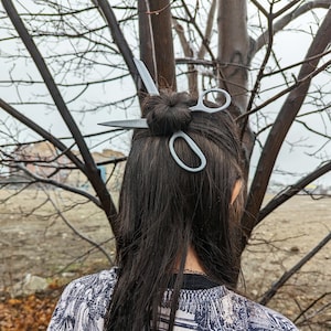Scissor Hair Pins, Set of 2, Personalized Gift, Thick or Thin Hair Bun ...
