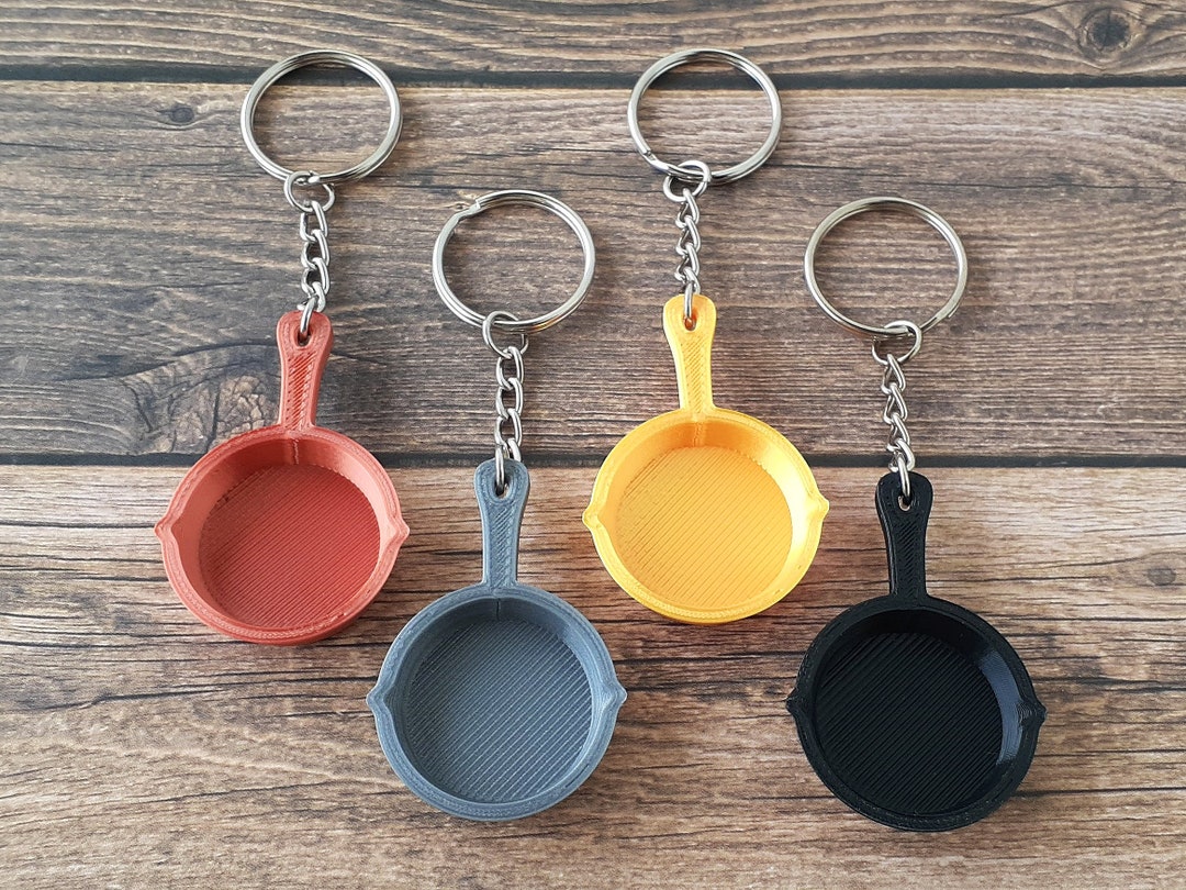 Frying Pan Keychain Copper Silver Gold Black Custom Colours - Etsy