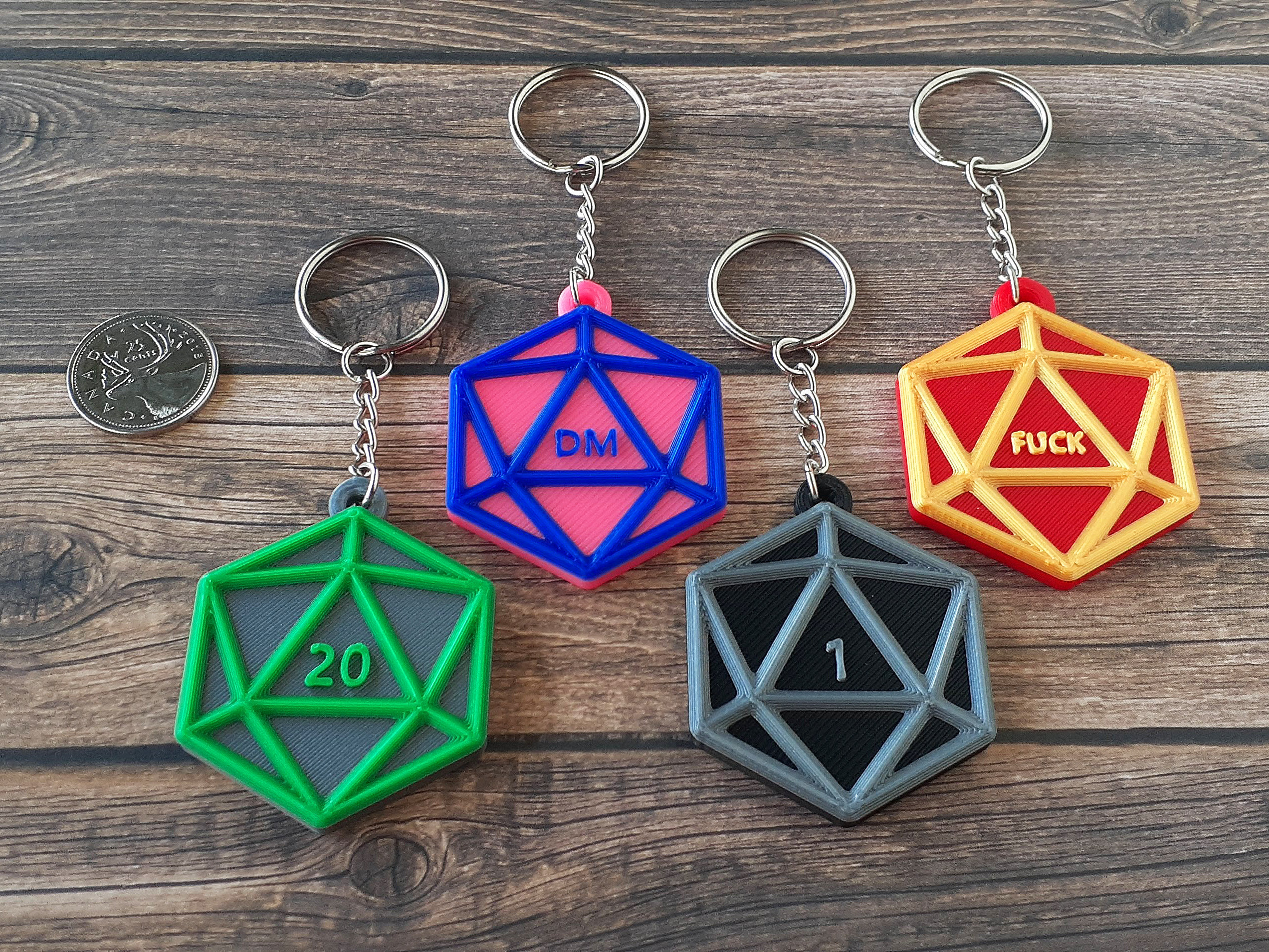 Personalized D20 Keychain Two Colours 3D Printed Gift for - Etsy