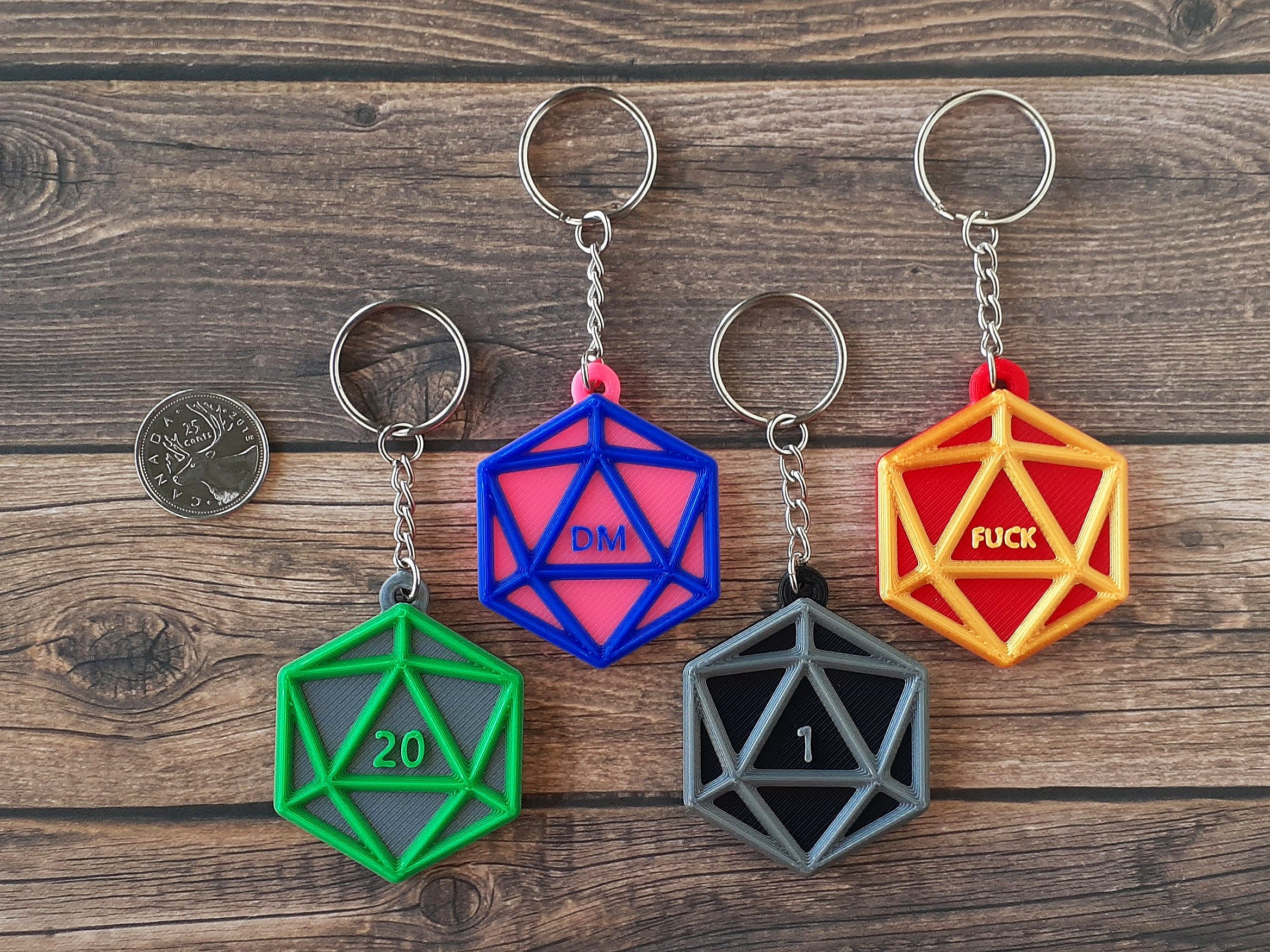 Personalized D20 Keychain, Two Colours, 3D Printed, Gift for Dungeon ...