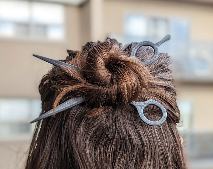 Hair Stylist Scissor Hair Pins, Set of 2, Personalized Gift, Thick or ...