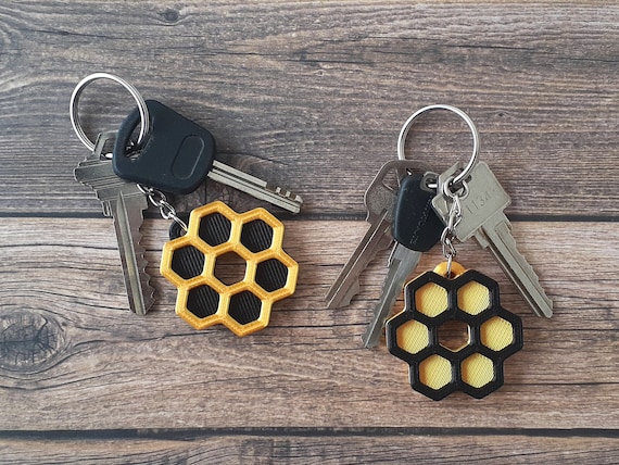 Honeycomb Keychain 3D Printed Gold Black Yellow Honey | Etsy