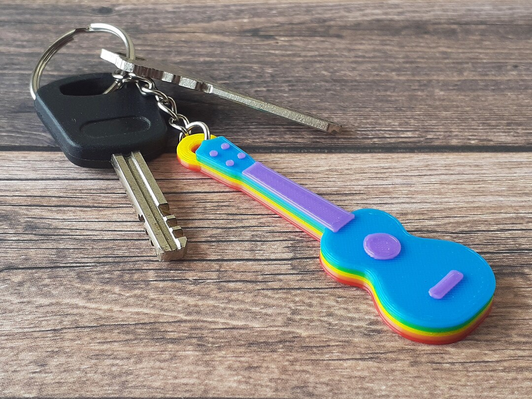 Mini Ukulele Keychain, Rainbow Colours, 3D Printed, Uke Pride, LGBTQ+ ...