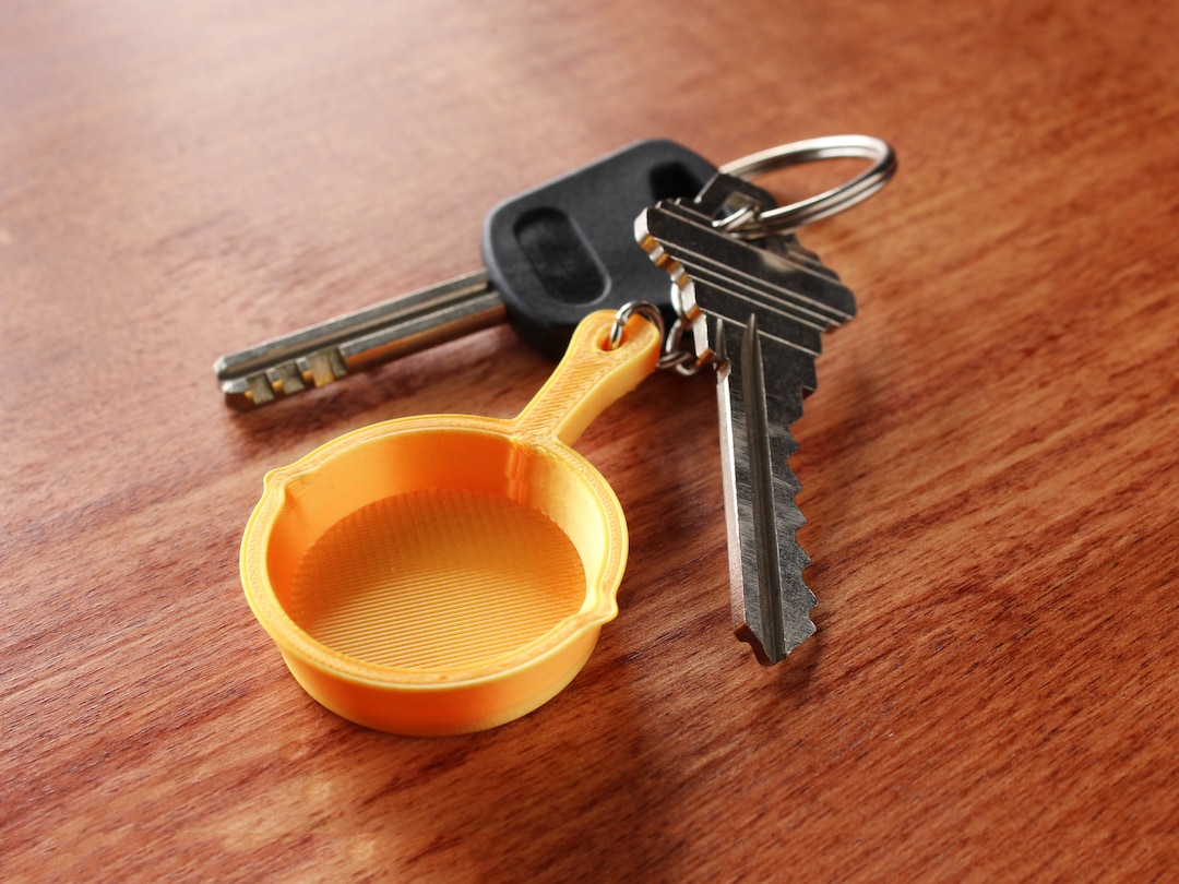 Frying Pan Keychain, Copper Silver Gold Black, Custom Colours, 3D ...