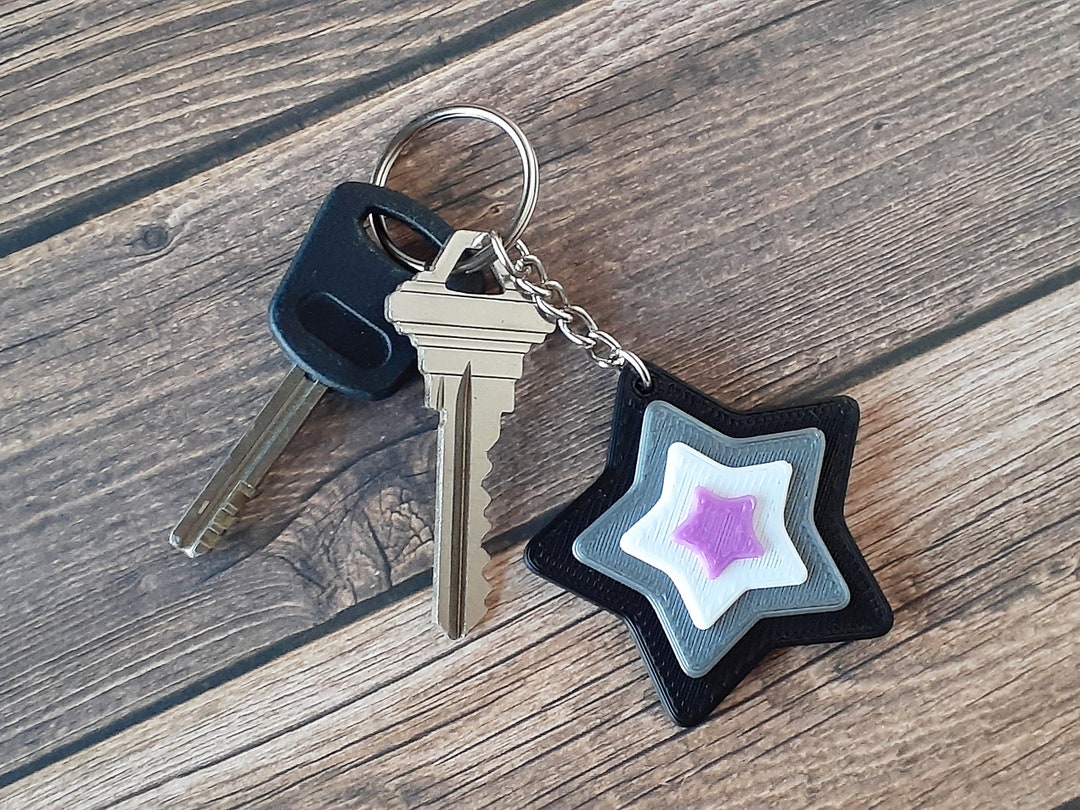 Cute Asexual Star Keychain, Ace Pride Keyring, Subtle Pride, 3D Print ...