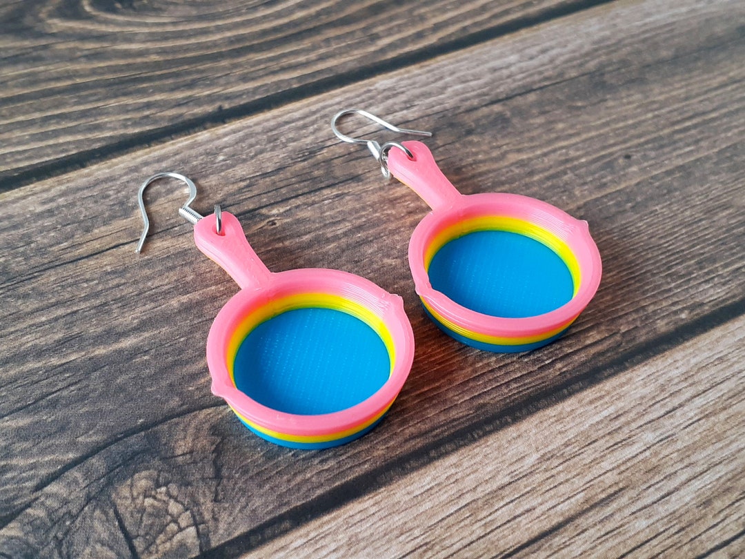 Pan Pansexual Pride Earrings, Fun Queer Dangle Earring Set, Frying Pans ...