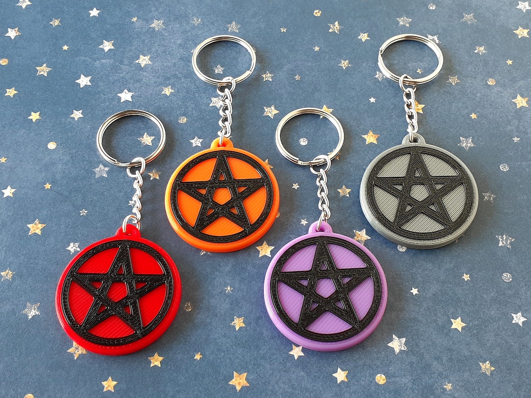 Pentagram Keychain, 3D Printed, Multiple Colours, Halloween Keyring - Etsy