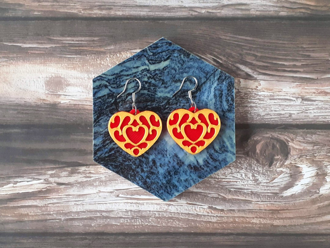 Heart Container Earrings, Zelda BOTW Inspired, 3D Printed Dangle ...
