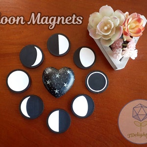 Lunar Cycle Magnets, Set of 8, Full Moon - New Moon, Shrine Decor ...