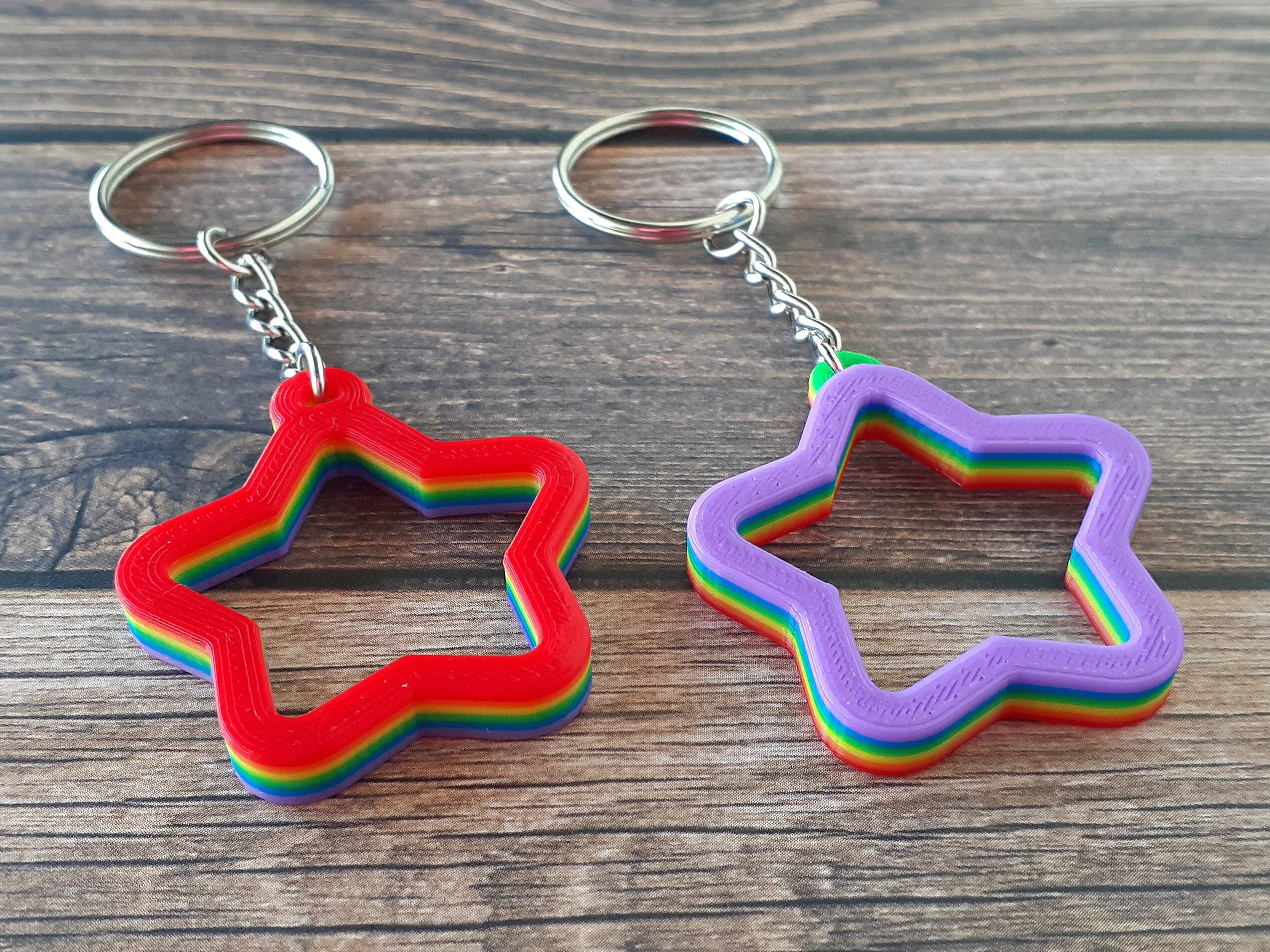 Rainbow Star Keychain, 3D Printed, Cute Unique Keyring, LGBTQ+ Pride - Etsy