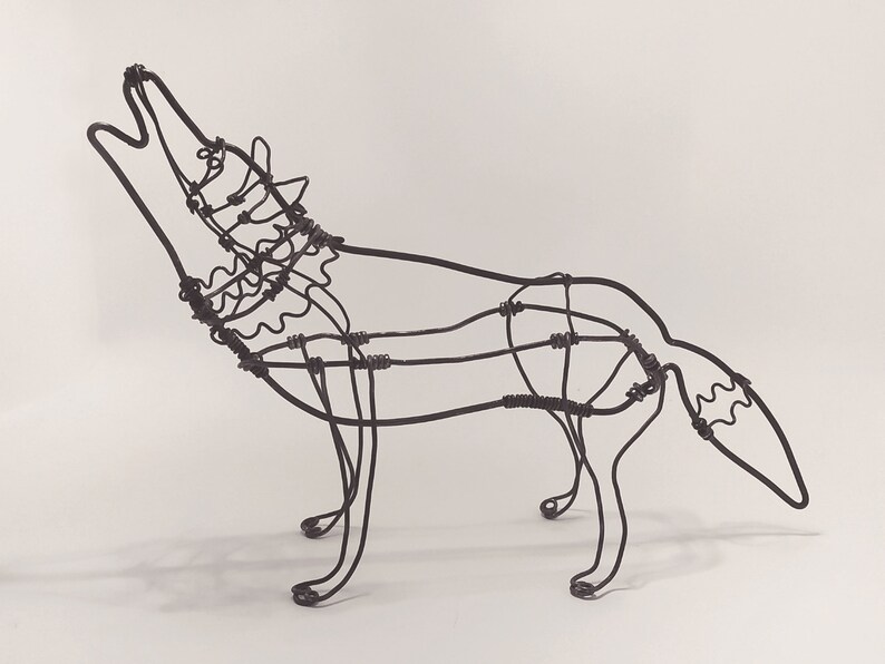 Wolf Sculpture, Wolf Art, Wire Sculpture, Wolf Metal Art, Wire Wildlife ...