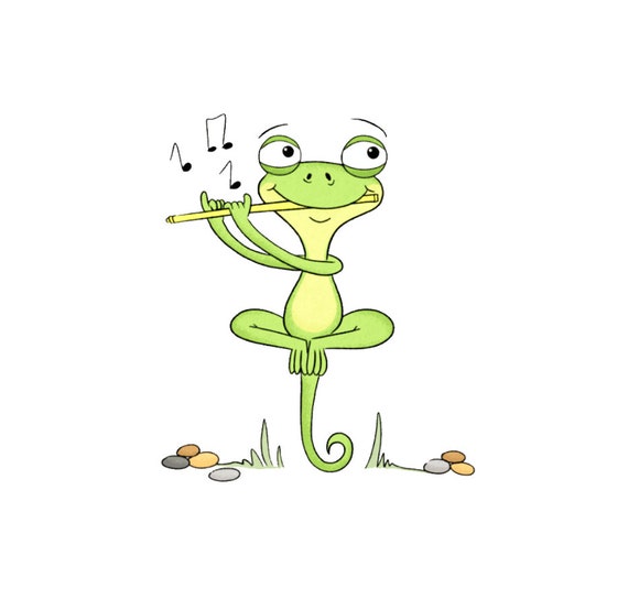 Lizard Playing Flute Canvas Print - Etsy