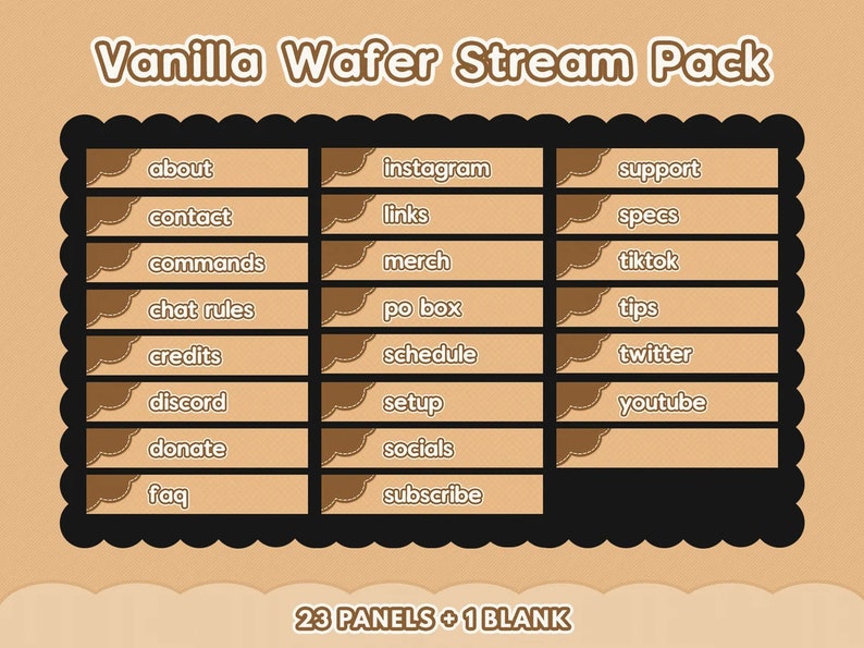 ANIMATED Twitch Stream Package Vanilla Wafer Brown & White Panels ...