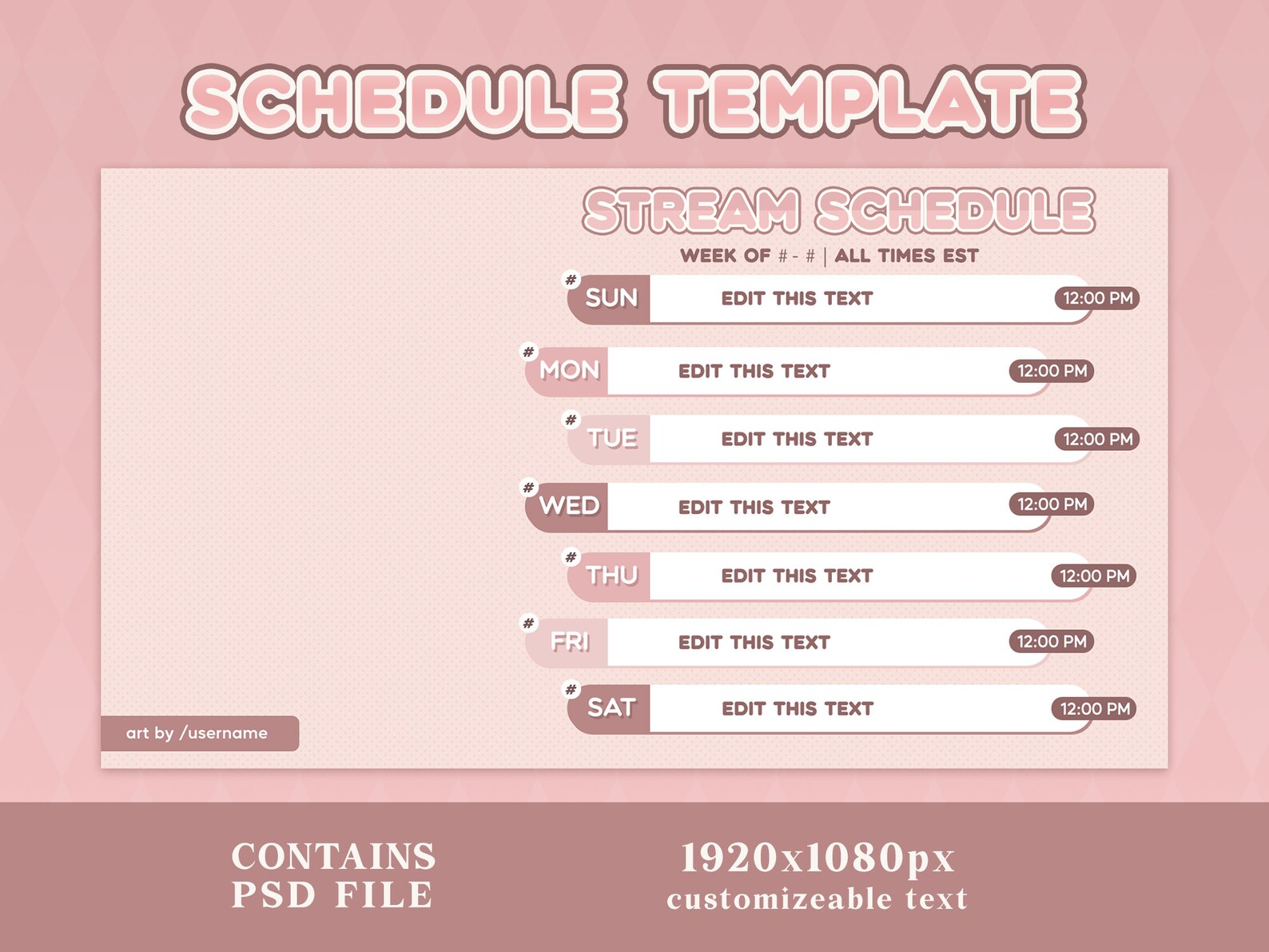 Twitch Schedule Template Neapolitan Streamer Assets - Etsy