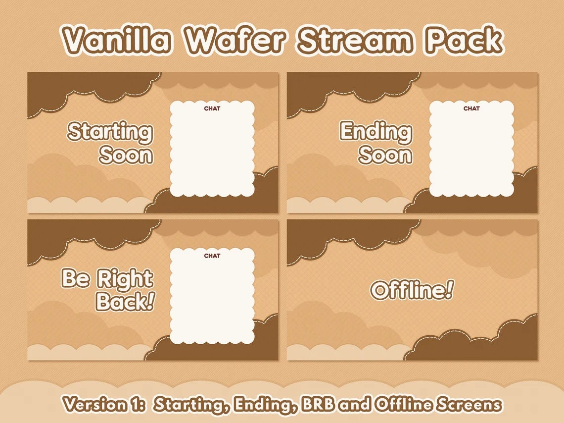 ANIMATED Twitch Stream Package Vanilla Wafer Brown & White Panels ...