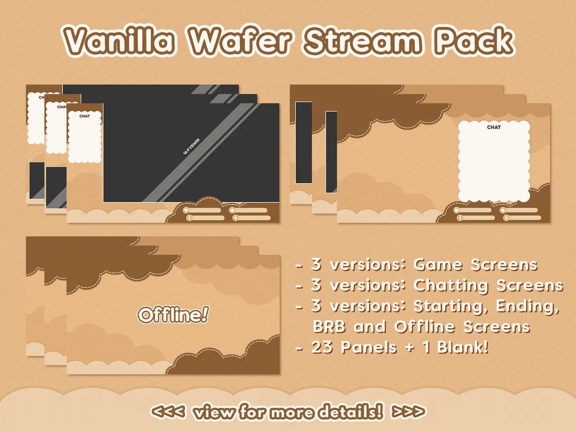 ANIMATED Twitch Stream Package Vanilla Wafer Brown & White Panels ...