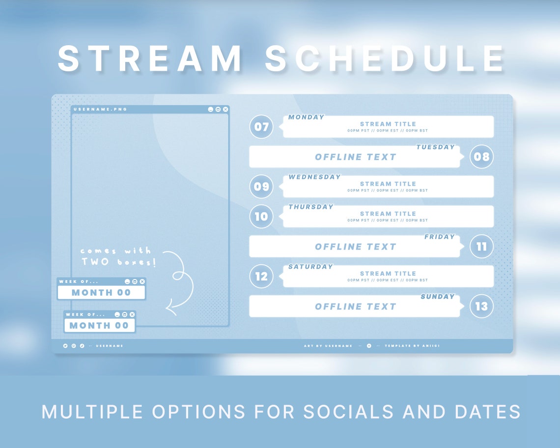 Web Style Twitch Schedule Template: Vtuber Streamer Graphics (PSD File ...