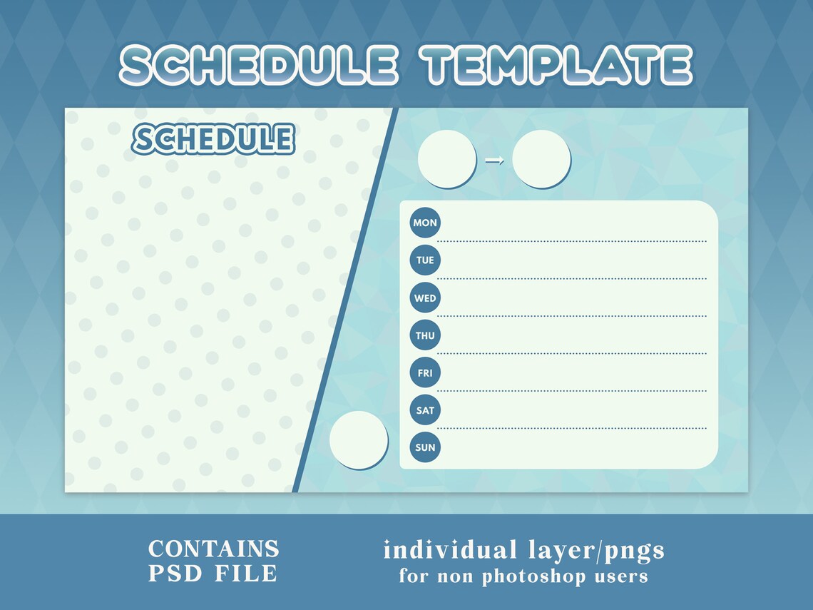 Twitch Schedule Template Polka Dot Blue Streamer Graphics - Etsy