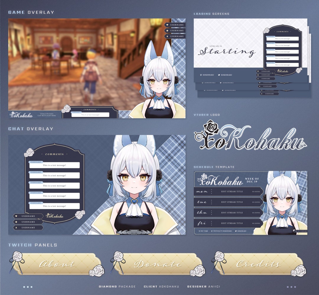Full Twitch Stream Package Custom Commissions Vtuber Graphics Overlays ...