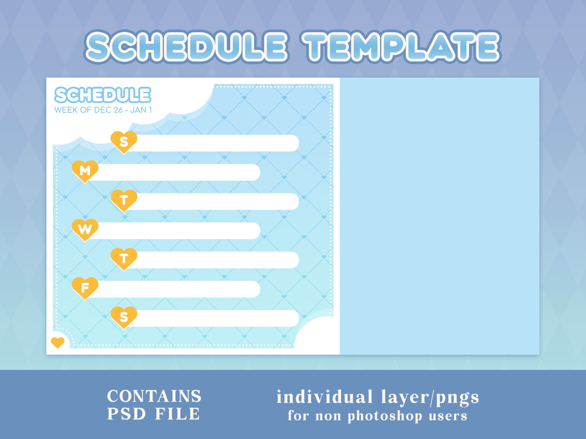 Twitch Schedule Template Cloudy Blue Streamer Graphics - Etsy