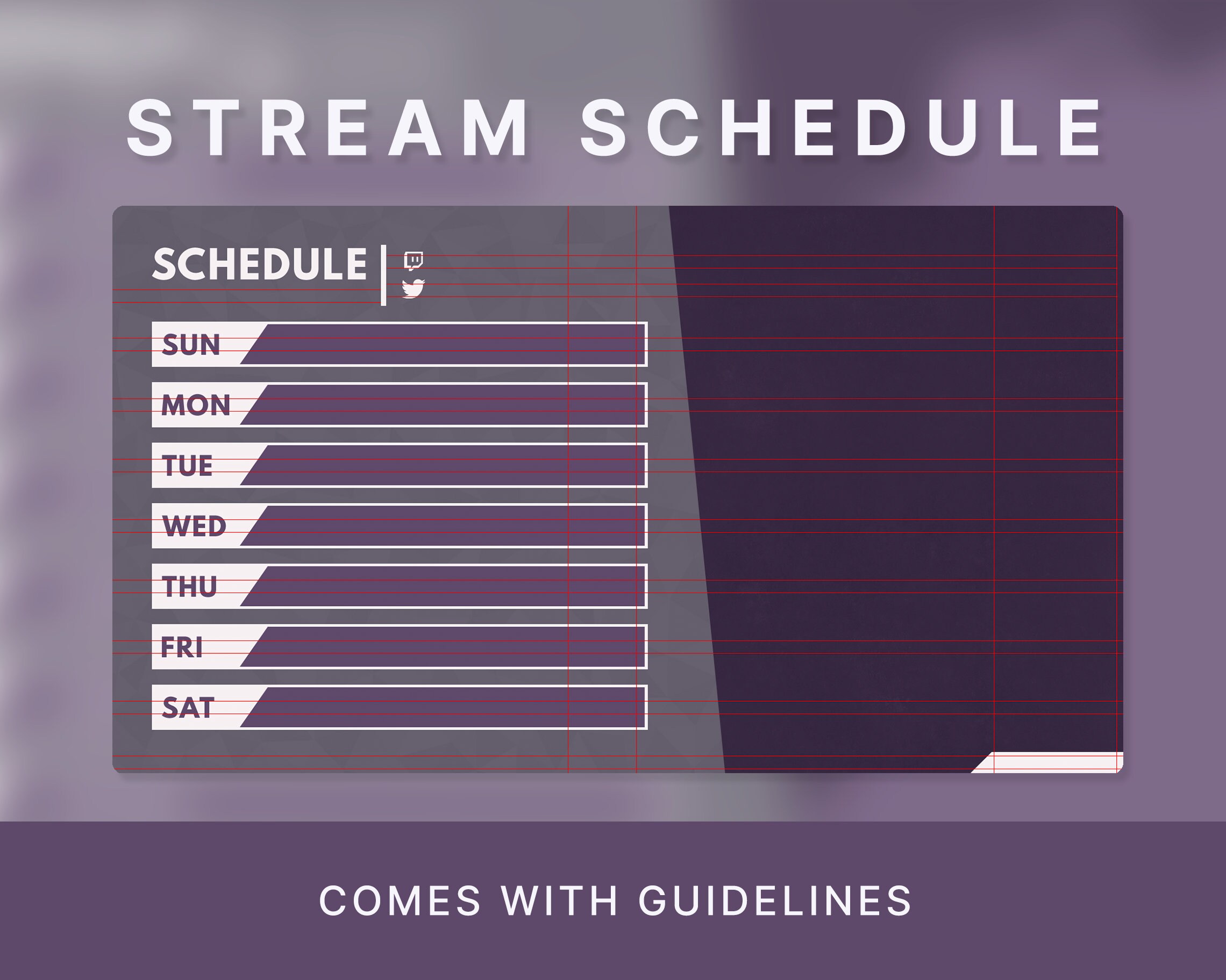 PURPLE Twitch Schedule Template Vtuber Graphics Streamer - Etsy UK