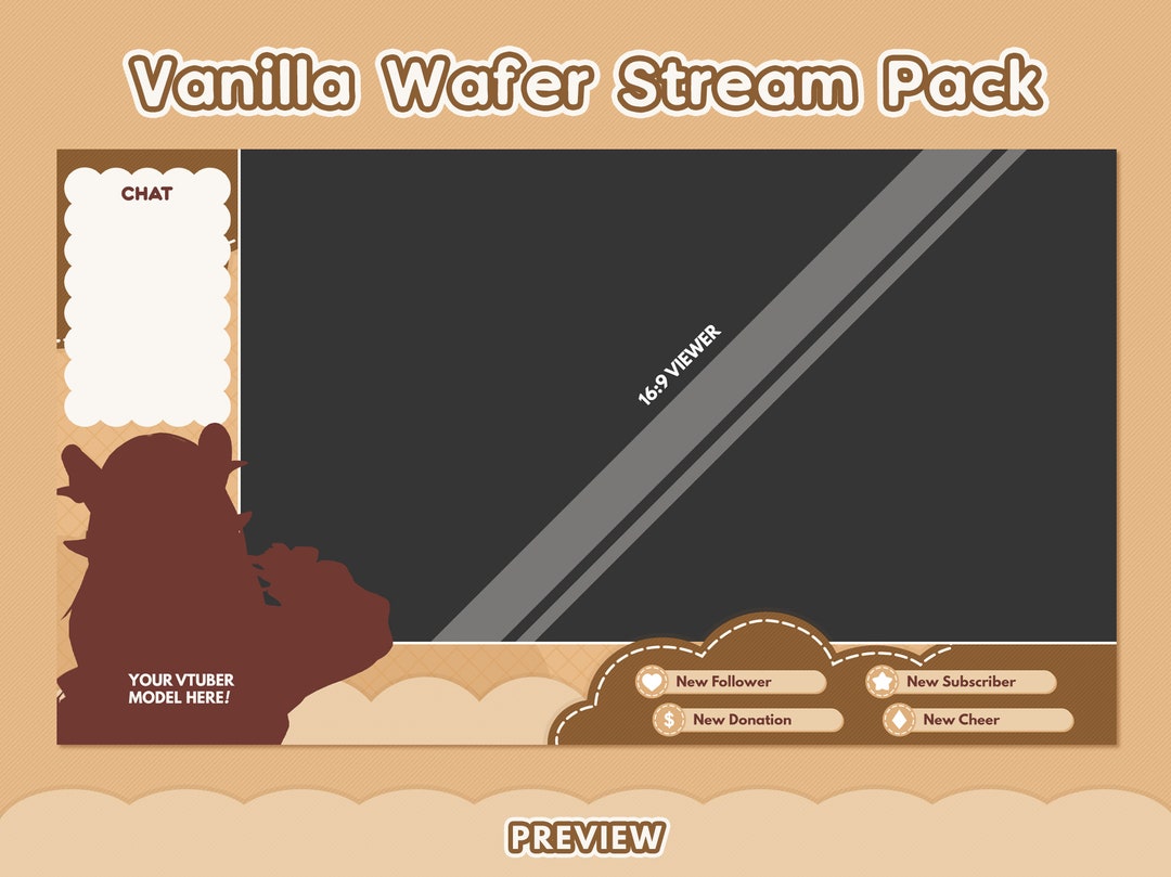 Vanilla Wafer Twitch Stream Package: Brown & White Overlays (digital ...