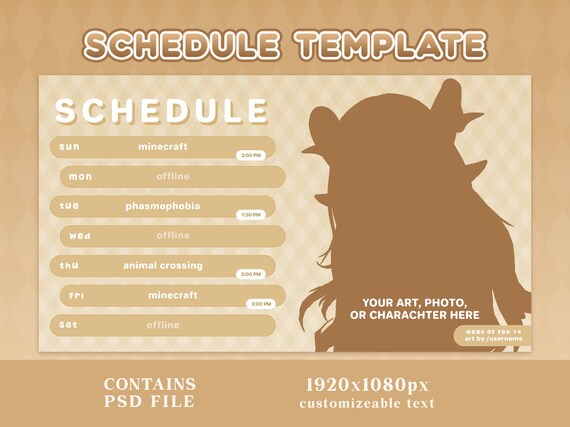 Twitch Schedule Template Yellow Diamond Yellow Streamer | Etsy