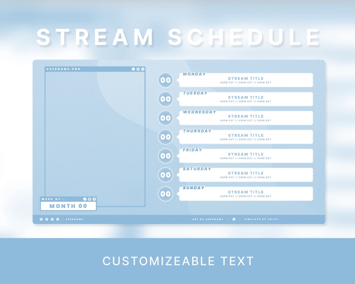 Web Style Twitch Schedule Template: Vtuber Streamer Graphics (PSD File ...