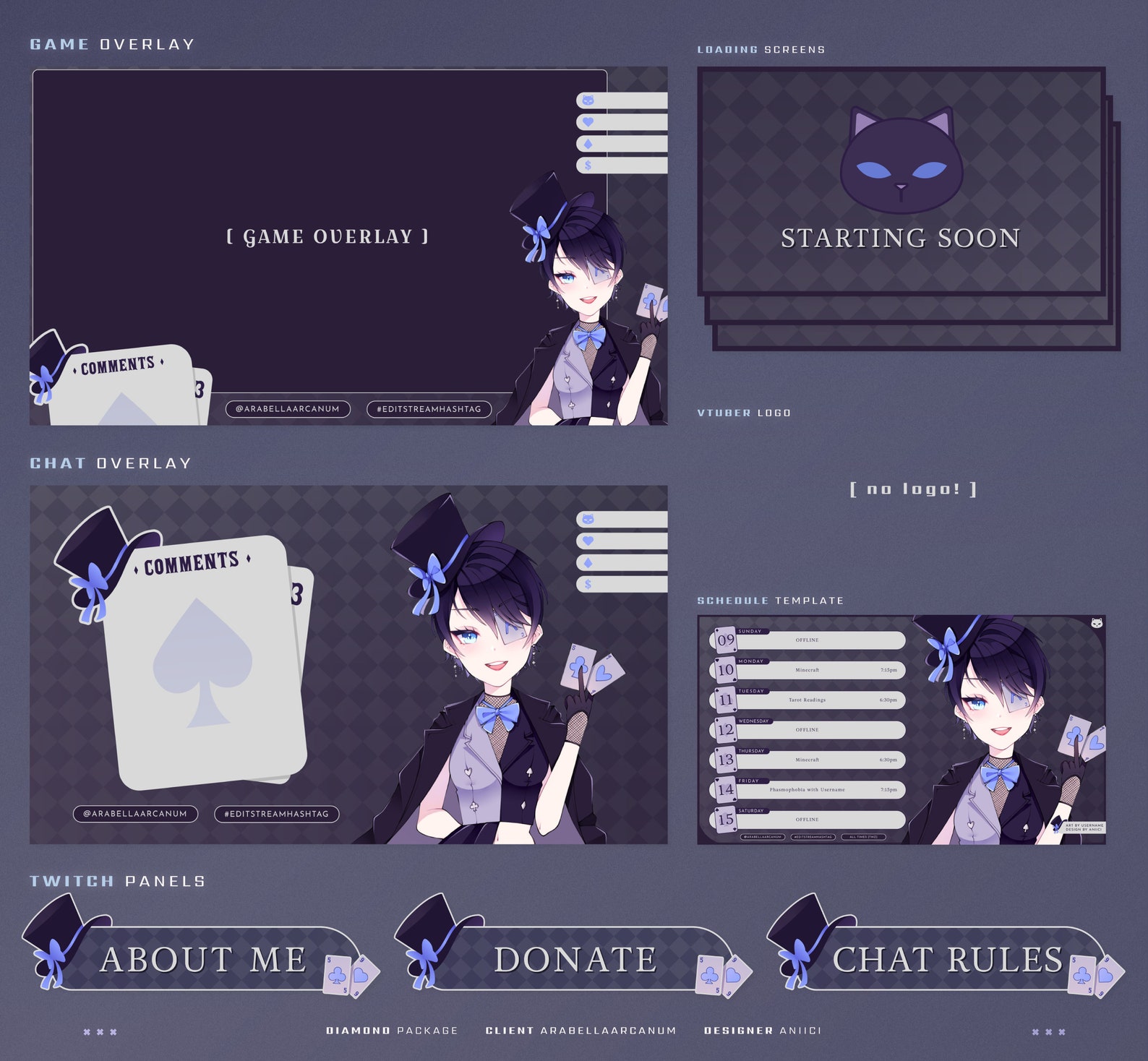 Full Twitch Stream Package Custom Commissions Vtuber Graphics Overlays ...