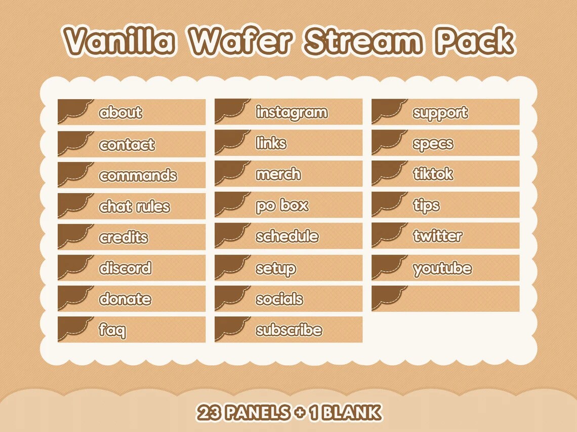 ANIMATED Twitch Stream Package Vanilla Wafer Brown & White Panels ...