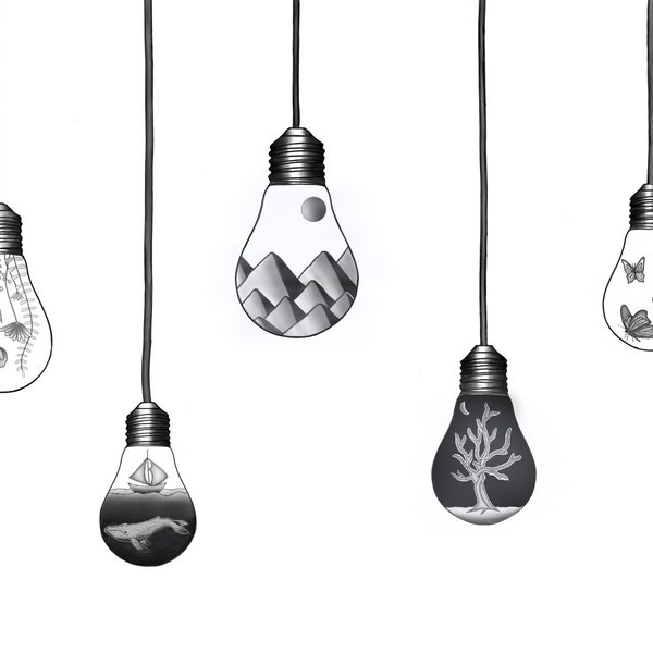 Light Bulb Drawing - Etsy