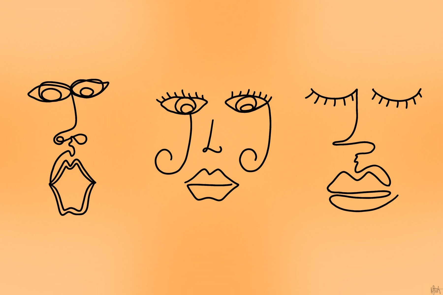 Digital Art Print - One Line Drawing - Endless Line Art - Digital ...