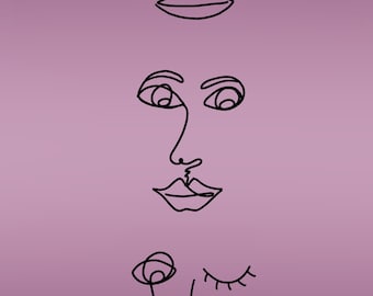 Three Faces Line Art - Etsy