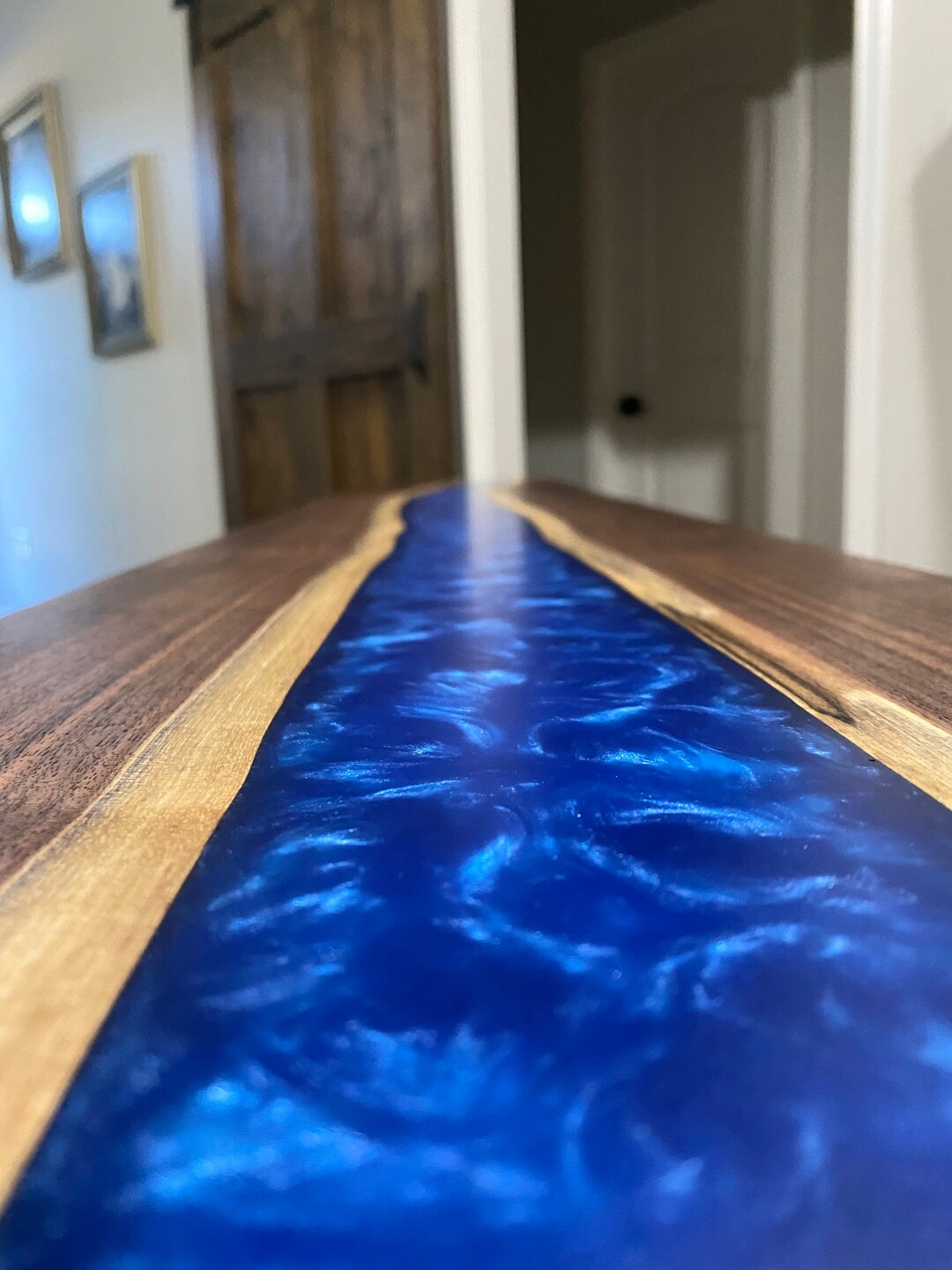 Black Walnut and Epoxy Console Table. - Etsy