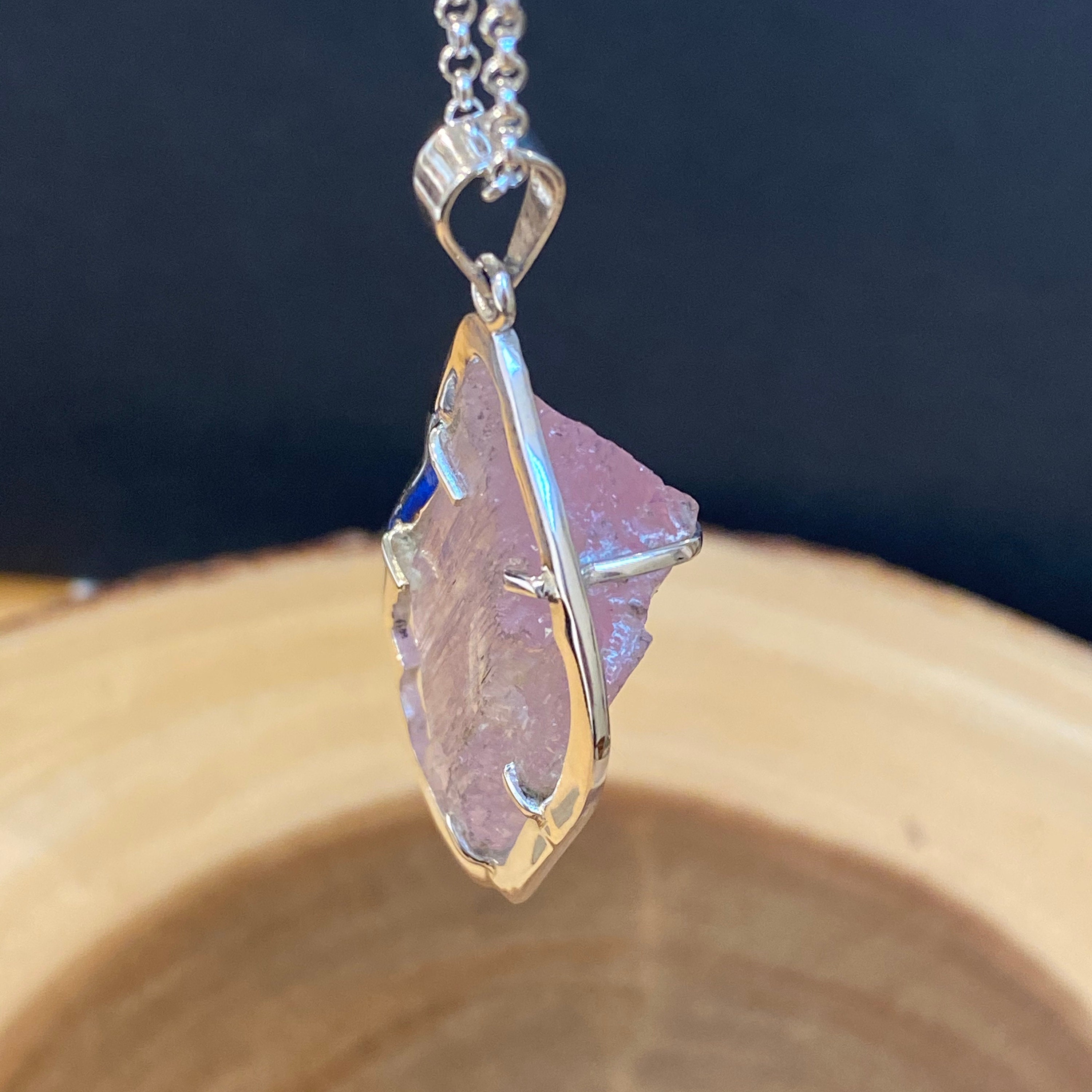 Kunzite Pendant Handmade Set in Sterling Silver. - Etsy Singapore