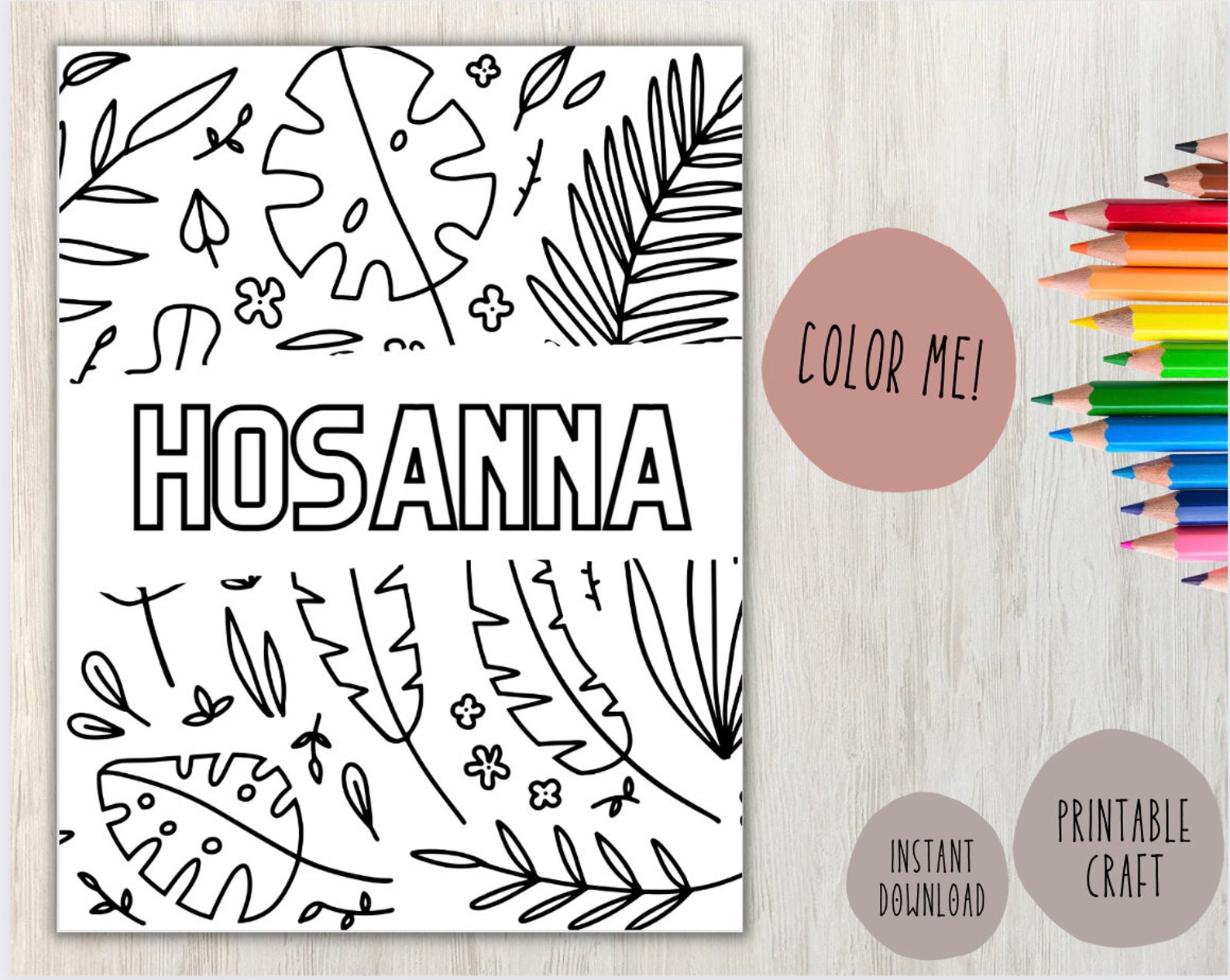 Printable Hosanna Coloring Page, Hosanna Coloring Page, Easter Activity ...