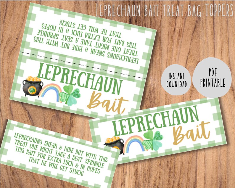 Leprechaun Bait Treat Bag Topper Printable Snack Topper Printable St ...
