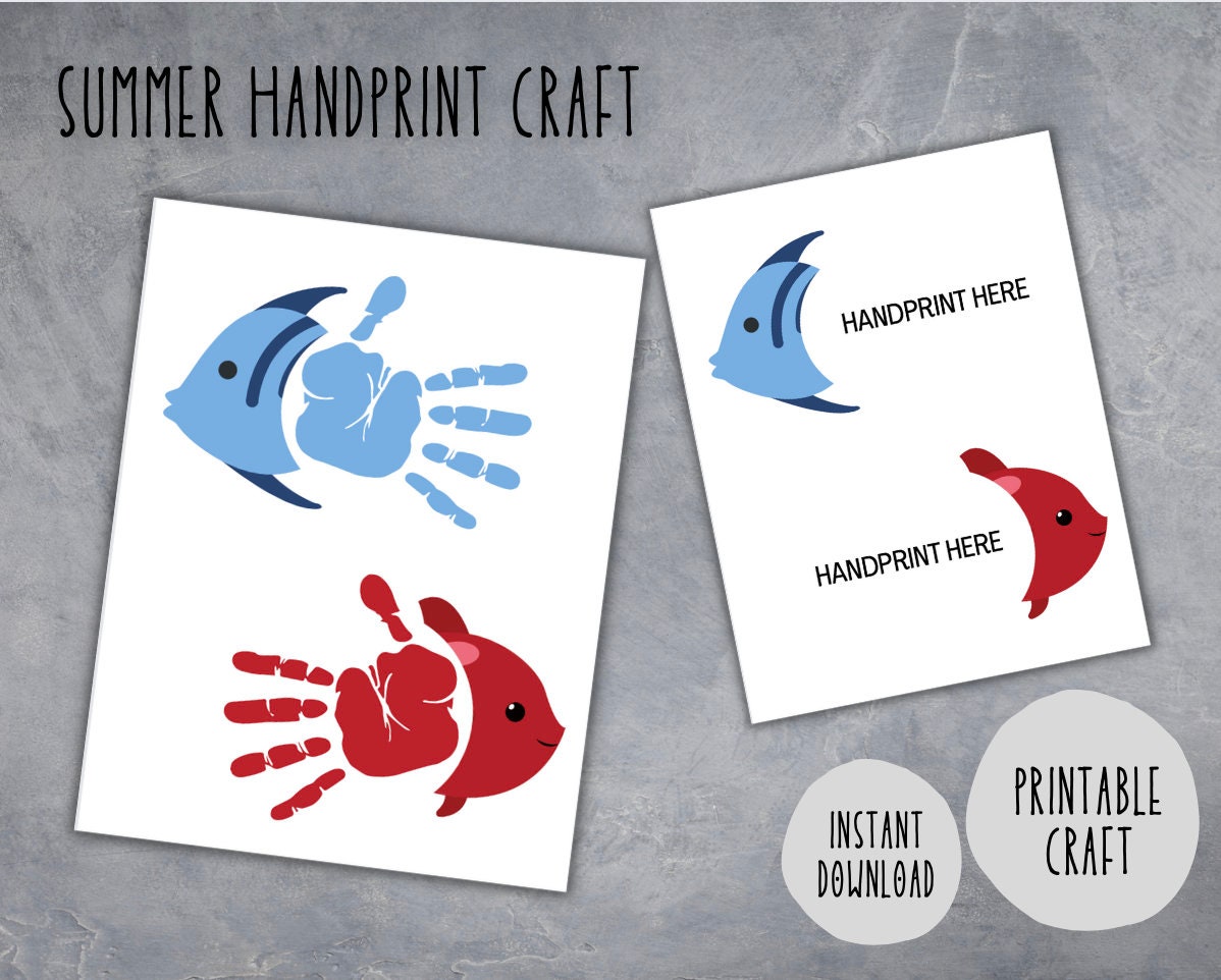 Summer Handprint Craft Fish Hand Art Toddler Craft Handprint Keepsake ...