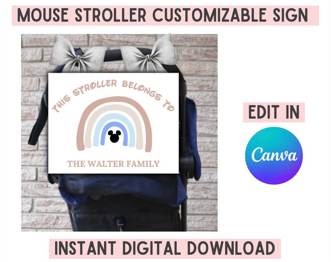 Mouse Stroller Sign Printable Stroller Tag Custom Stroller Tag Mouse ...