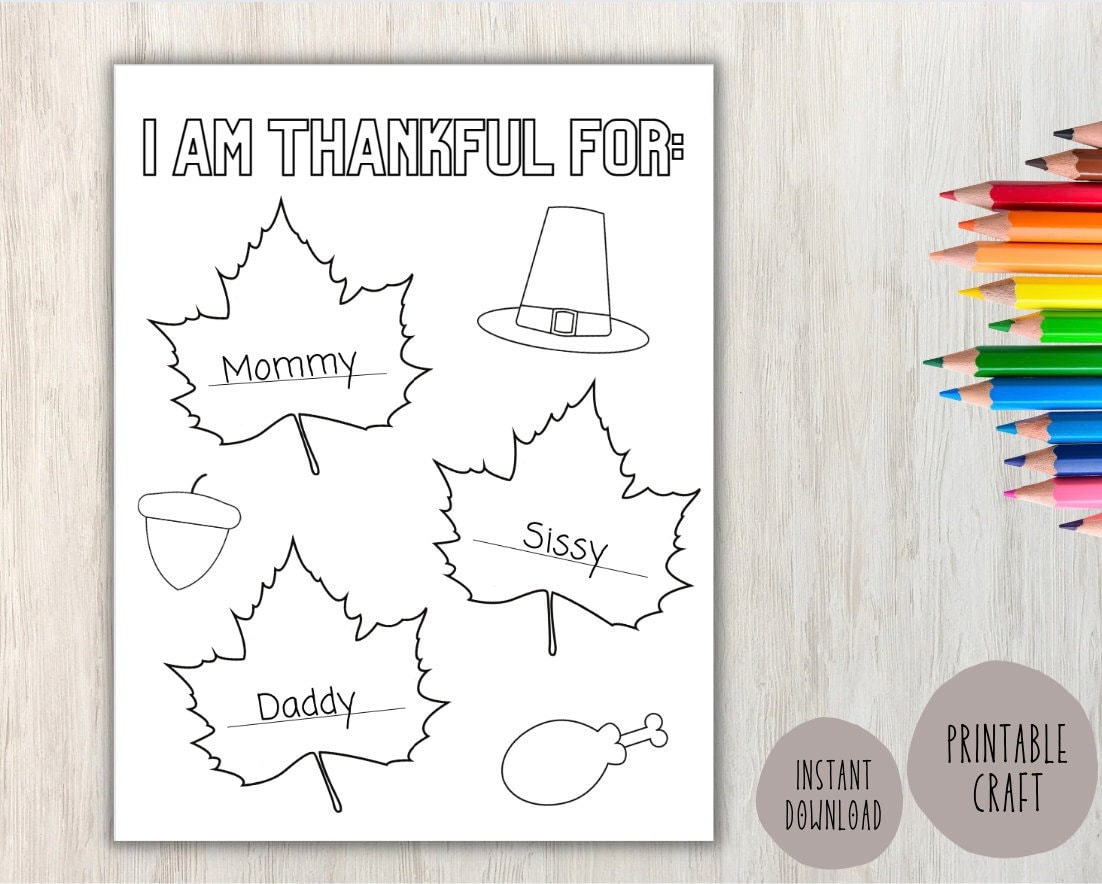 Thanksgiving Coloring Page, Thankful Craft, Kids Turkey Art, Printable ...