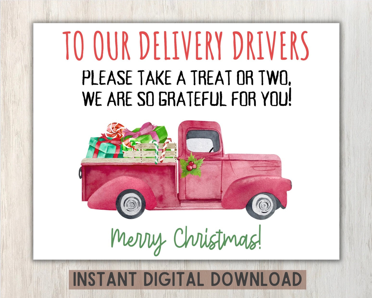 Delivery Driver Snack Sign Printable, Thank You Delivery Drivers ...