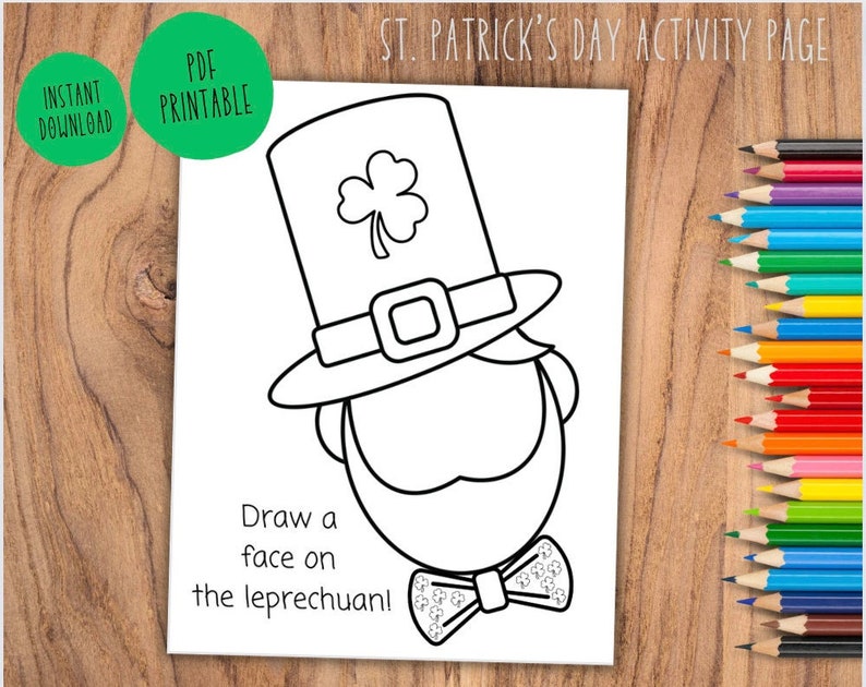 Draw A Face on the Leprechaun Craft, St. Patrick's Day Kids Activity ...