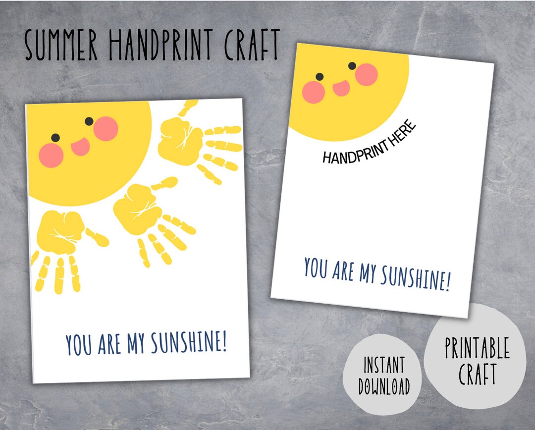 Summer Handprint Craft Sun Hand Art Toddler Craft Handprint Keepsake ...