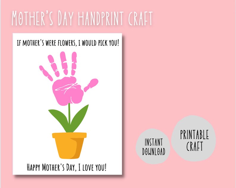 Mother's Day Handprint Craft Flower Hand Art Toddler Craft Handprint ...