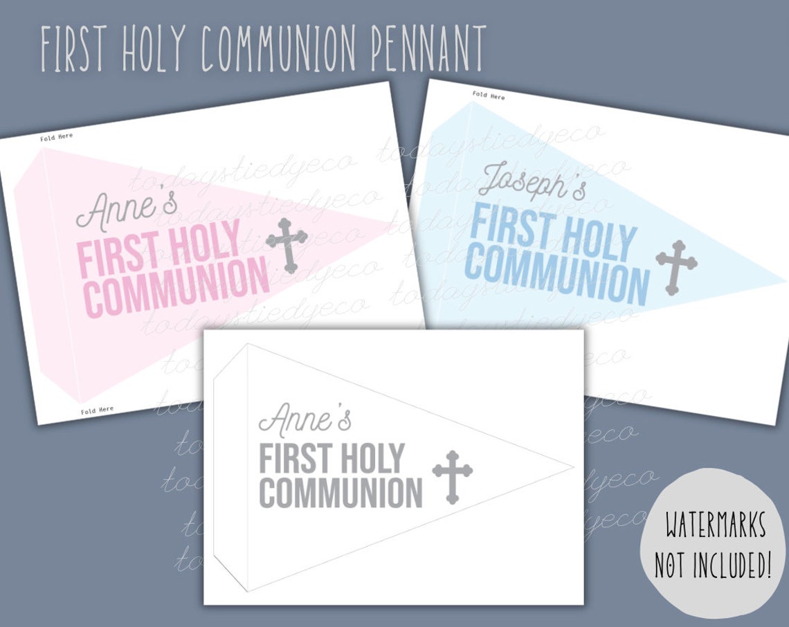 My First Holy Communion Pennant Printable Flag, Custom Holy Communion ...