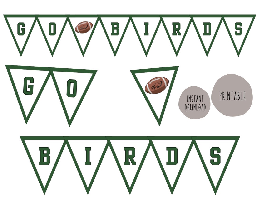 Go Birds Football Banner, Eagles Banner, Fly Eagles Fly Printable Flag ...